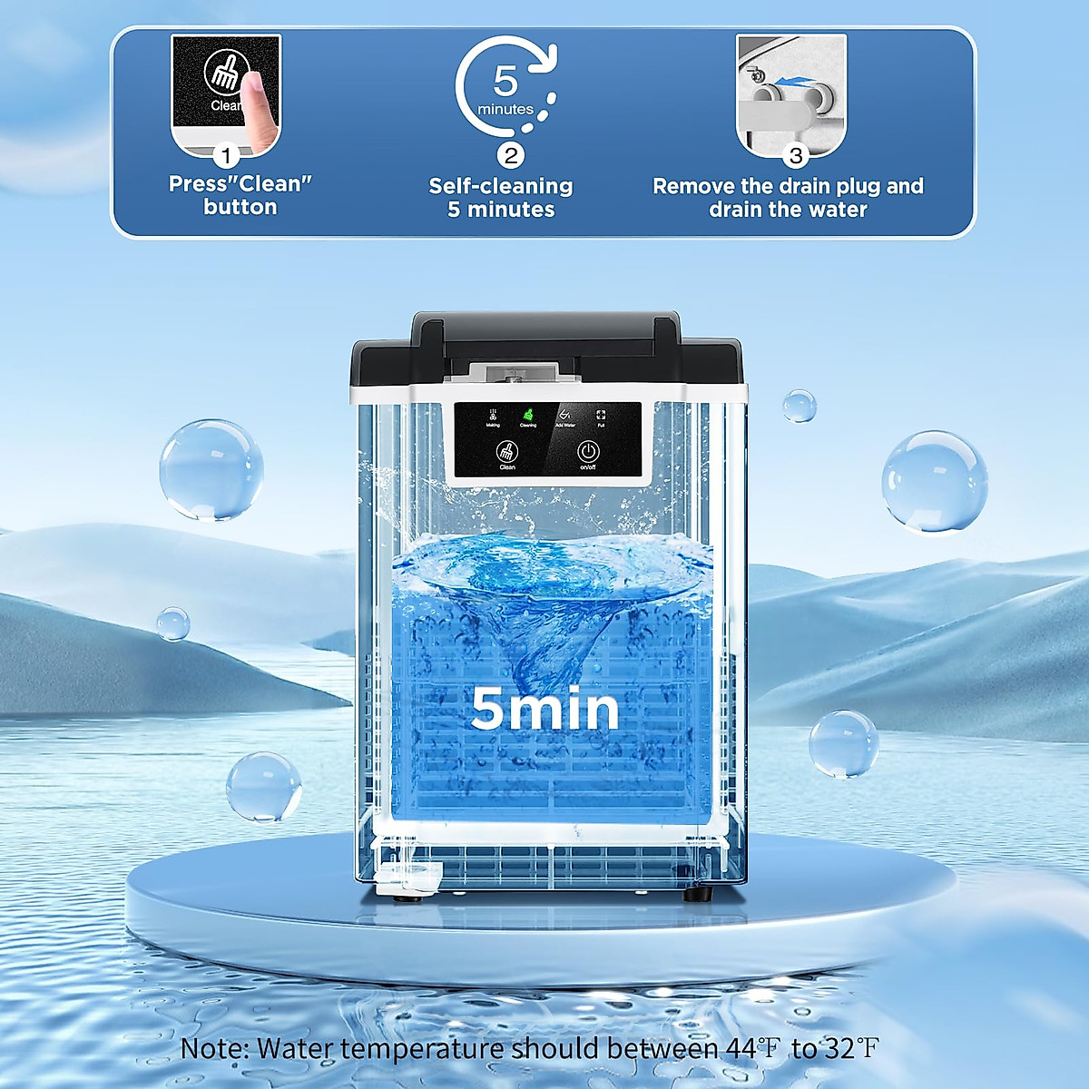 JINJUNYE Nugget Ice Maker Countertop, 38LBS/Day, Self Cleaning, Soft Chewable Pellet Ice Machine, Portable Crushed Ice Makers for Home, Kitchen, Stainless Steel