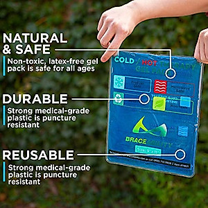 BraceAbility Reusable Heat/Ice Pack for Injuries | Kid Friendly, Flexible Hot and Cold Therapy Gel Compress, Large Microwavable Hip Wrap, Back or Knee Pain Aid, Medical Surgery Icing Bag (9" x 11")