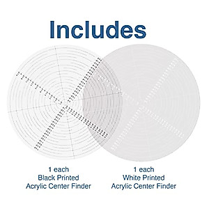Savannah White Printed and a Black Printed 10 inch Round Center Finder Compass Clear Flexible Acrylic for Drawing Circles • Lathe Work and Woodturners