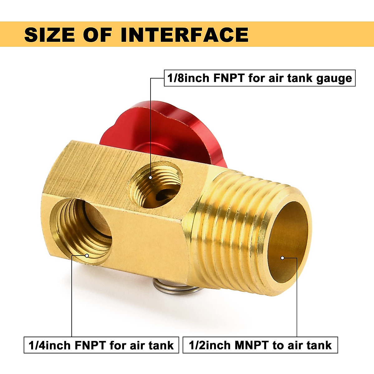 SILATU Air Tank Manifold - Aluminum Knobs Air Tank Valve，1/2 Inch NPT Tank 1/4 Inch NPT Hose 1/8 Inch NPT Gauge Relief Bypass Valve For Air Compressor Portable Carry Tank