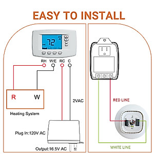 JAMHER 16.5 Volt Doorbell Transformer 16.5VAC 40VA 2424mA Plug in Transformer with PTC Fuse Compatible with Nest Ecobee Sensi and Honeywell Thermostat and All Versions of Ring Doorbell