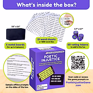 Poetic Injustice - A Word Game Where You Make Bad Poetry for Laughs - Funny Magnetic Notes Game and Fun Party Game for Ages 17+ - Family Game Night Magnet Word Games