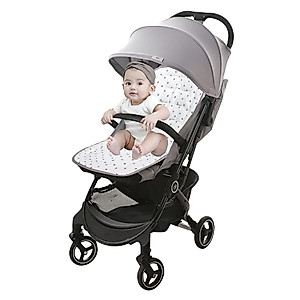 Stroller Seat Liner Universal Baby Stroller Sleeping Pad Car Seat Cushion Thick Cotton Breathable Stroller Mat Easy Installation for Newborns Infants Toddlers Outdoor Sports Jogger (white+grey)