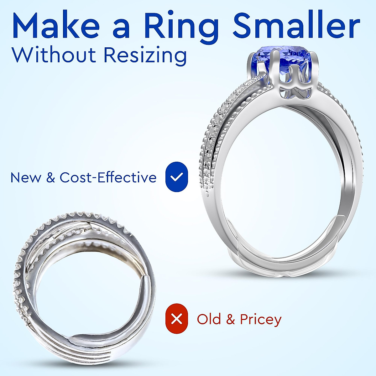 5 STARS UNITED Ring Sizer Adjuster for Loose Rings - 8 Pack Easy-Clip Guards, Fits Flat Bands Up to 8mm, Spacers & Tighteners, Reduces Size by 0.5-1, Invisible Design for Women & Men