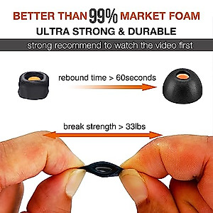 TENNMAK Memory Foam Eartips Replacement for JBL Tune 125TWS 135TWS 215 230NC 130NC & Soundcore by Anker Life A1 A2 P2 Mini P3 A3i VR P10 Space A40 & Jabra Elite 3 4 5 7 Earbuds Earpad