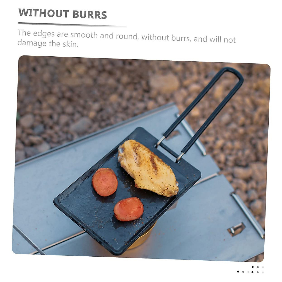 Cabilock Outdoor Griddle 2pcs Handle Cooking Striped with Frying for Iron Small Car Pan Griddle Outdoor Egg Pancake Stove Nonstick Compatible Folding Frypan Camping Mini Grill Non Sticky Veggie Tray