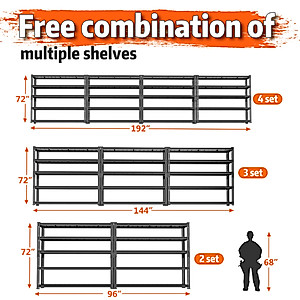 ROOMTEC Garage Shelving, 3300 LBS Capacity Storage Shelves Heavy Duty, 5 Tier Adjustable Metal Organizer Wire Rack, 60"L x 24"W x 78"H Utility Shelf Unit for Kitchen Pantry (1, 60" L x 24" W x 78" H)