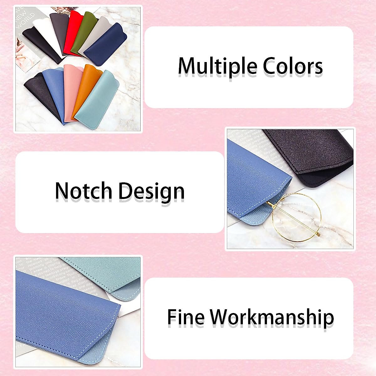 AddLotLot 12 PCS Soft Sunglasses Cases Leather Sunglasses Pouch Slim Glasses Case Multicolor Portable Glasses Case, Travel Sunglasses Case for Men Women Kids Storing All Kinds of Glasses