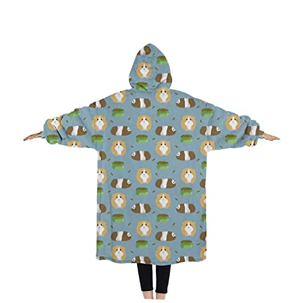 Oversized Wearable Blanket Hoodie Sweatshirt Guinea Pig Comfortable Flannel Blanket Sweater with Large Front Pocket for Women, Adult, Girls, Friend