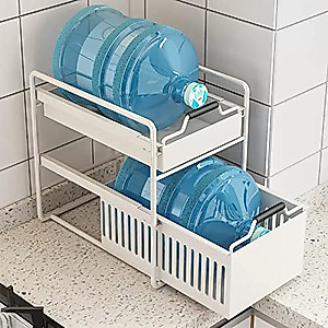 WEKIVA Under Sink Organizers,Kitchen Cabinet Organization,2 Tier Sliding Basket Organizer Pantry Storage Shelf Pull Out Under Sink Cabinets Organizer for Kitchen