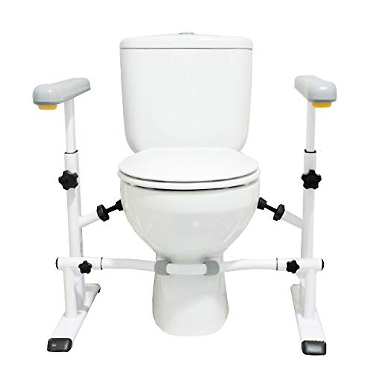 KMINA - Toilet Safety Rails for Elderly (330 lbs), Handicap Toilet Seat with Handles, Adjustable Height and Width Toilet Rails for Seniors, Heavy Duty Toilet Safety Frame with Arms, Easy Installation