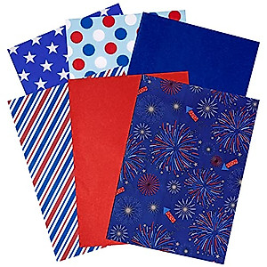 WRAPAHOLIC Wrapping Tissue Paper - 60 Sheets 14 x 20 Inch Blue Red White Tissue Paper Bulk for Independence Day Gift Wrapping, Arts & Crafts, Packing and Decorations