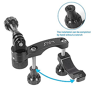 HSU 0.6-1.3inch All-Aluminum Bike/Motorcycle Handlebars, 360° Rotation Seat Post, Ski Pole Mount Compatible with Go Pro Hero 11/10/9/8/7/6/5/4, DJI Osmo Action AKASO and Other Action Cameras (Black)