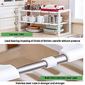 LEAYAN Under Sink Storage Under Sink Organizer Kitchen,Expandable Home Organizer Rack,Multifunctional Under Sink Organizer Home Storage Rack,for Bathroom Under Sink Rack Shelf, White 60 * 26 * 38cm