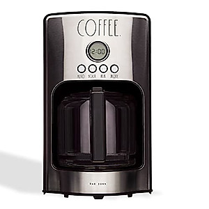 Rae Dunn Programmable Drip Coffee Maker, Coffee Pot for Kitchen, Electric Coffee Machine for Brewing Coffee, Black