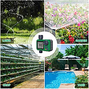 Sprinkler Timer with 4 Individual Programs, Digital Water Hose Timer with Automatic & Manual Mode, Ideal for Outdoor Garden Faucet, Drip Irrigation System, Yard Lawn Watering, Single Outlet