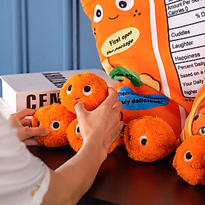 Cheesy Puffs Plush Toy Balls, Puff Cheese Puff Stuffed Toy Game Pillow Cushion Cute Plush Pillow Throw Pillow, Creative Removable Stuffed Animal Toys (Big 9 Balls)