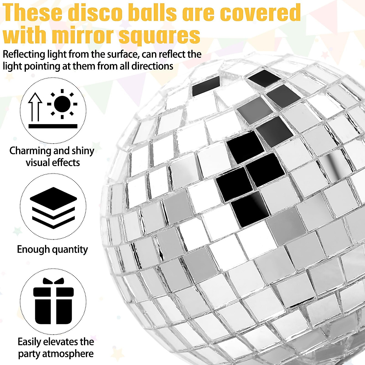 Geetery 70 Pcs Disco Ball Cake Topper Various Sizes Reflective Mirror Silver Mini Small Disco Ball Cake Decorations for Centerpiece 70s 80s Birthday Party Wedding Decor