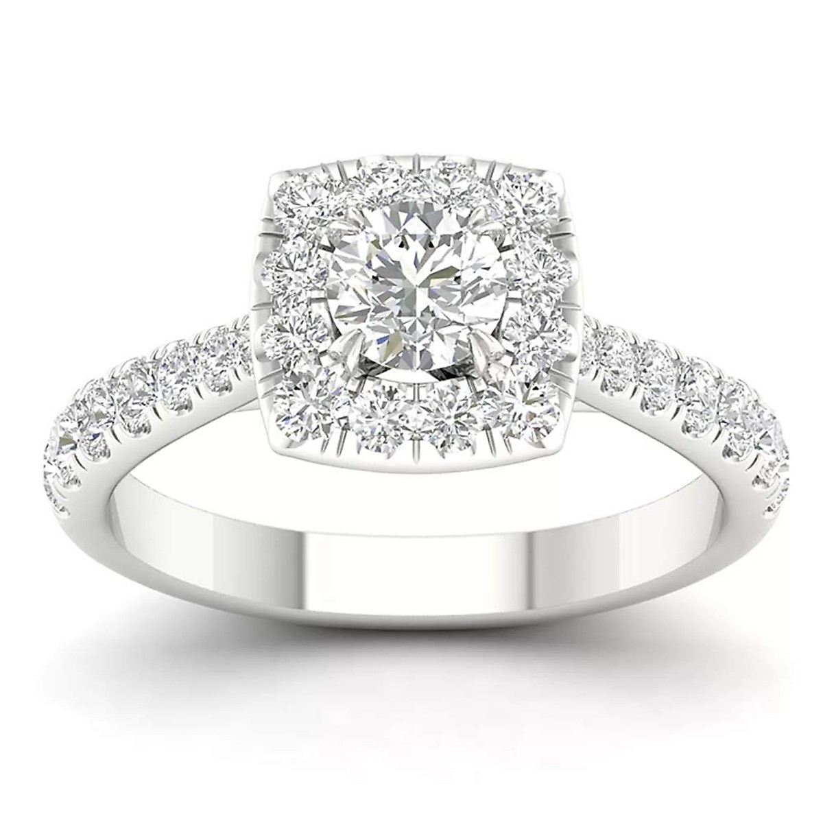 Aihpos Halo Engagement Rings for Women 1-1/3 Carat(ctw) Moissanite Rings 925 Sterling Silver 10K 14K 18K Gold Wedding Anniversary Rings for Her with Text Engraving (925 Sterling Silver)