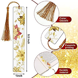 8 Pcs Christmas Flower Acrylic Bookmarks Transparent Acrylic Bookmarks with Colorful Tassels Christmas Red Birds Poinsettia Pine Cones Book Marks for Women Girls Teachers Kids Students