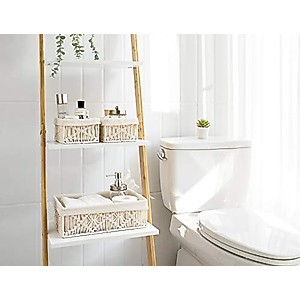 Mkono Macrame Storage Baskets Decor with Removable Cloth Liner Boho Storage Bins Handmade Woven Decorative Countertop Shelf Cabinet Organizer for Bedroom Nursery Living Room, Set of 3