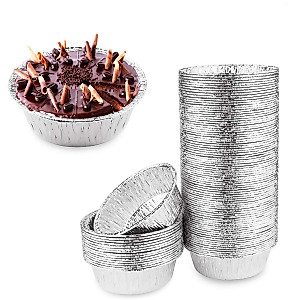 Oopsu 100 Pack 4" Round Tart Pie Foil Pans Disposable Pans Aluminum Foil Tart & Pie Tins Pans for Baking,Cooking,Storage or Reheating
