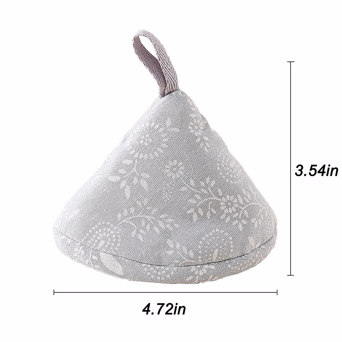2Pcs Cotton Pot Handle Holder, Heat Resistant Cloth Pot Clip Covers Cooking Gloves Oven Mitt Mini Triangle Insulation Non-Slip Pot Lid Hats for Kitchen Cooking Baking Grilling (Flower-Light Grey)