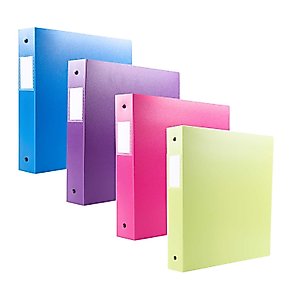 Filexec 3 Ring Binder, 1 Inch Capacity, Opaque, Letter size, Pack of 4, Blue, Hot Pink, Purple, Green (50162-6497)