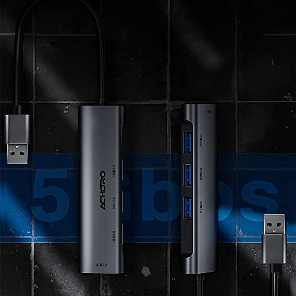 ACHORO 4 Ports Mini USB Hub – High Speed USB 3.0 Multiple USB Port Expender - Aluminium Alloy External USB Port for Laptop, Mac, PCs, – Portable Multi USB Port & Computer USB Hub (USB A 3.0 & 2.0)