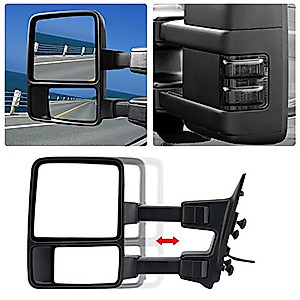 Perfit Zone TOWING MIRROR Replacement Fit For SUPER DUTY F250, F350, F450, F550 08-16 PAIR BLACK