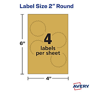 Avery Inkjet Print or Write Notarial Seals, 2 in Diameter, Gold, 44/Pack, PK - AVE05868