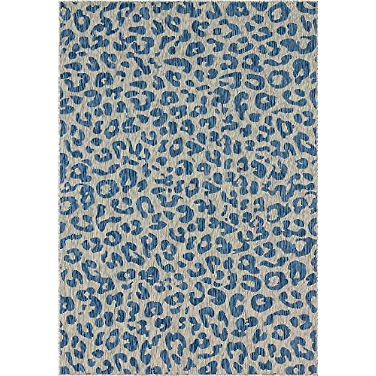 Unique Loom Outdoor Safari Collection Area Rug - Leopard (7' 1" x 10' Rectangle, Blue/ Gray)