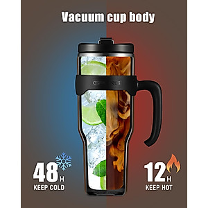Gpeng 30 oz Stainless Steel Tumbler with Detachable Handle - Leakproof and Insulated Water Bottle, Versatile for Hot or Cold Drinks