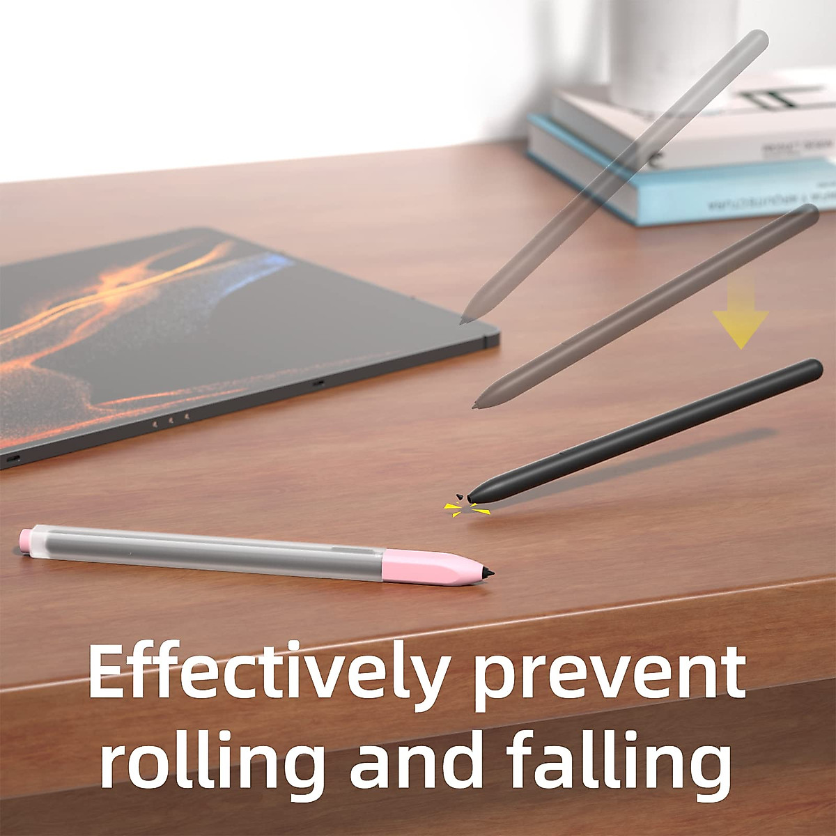 Joosko Compatible with Samsung Galaxy Tab S7/S7+/S7 FE/S8/S8+/S8 Ultra/S9/S9+/S9 Ultra Pencil Case S Pen Case, Silicone Translucent Non-Slip Cover. (Pink)