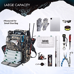 Piscifun Fishing Tackle Backpack with 4 Trays, Large Outdoor Storage Tackle Bag with Protective Rain Cover Digital Camouflage