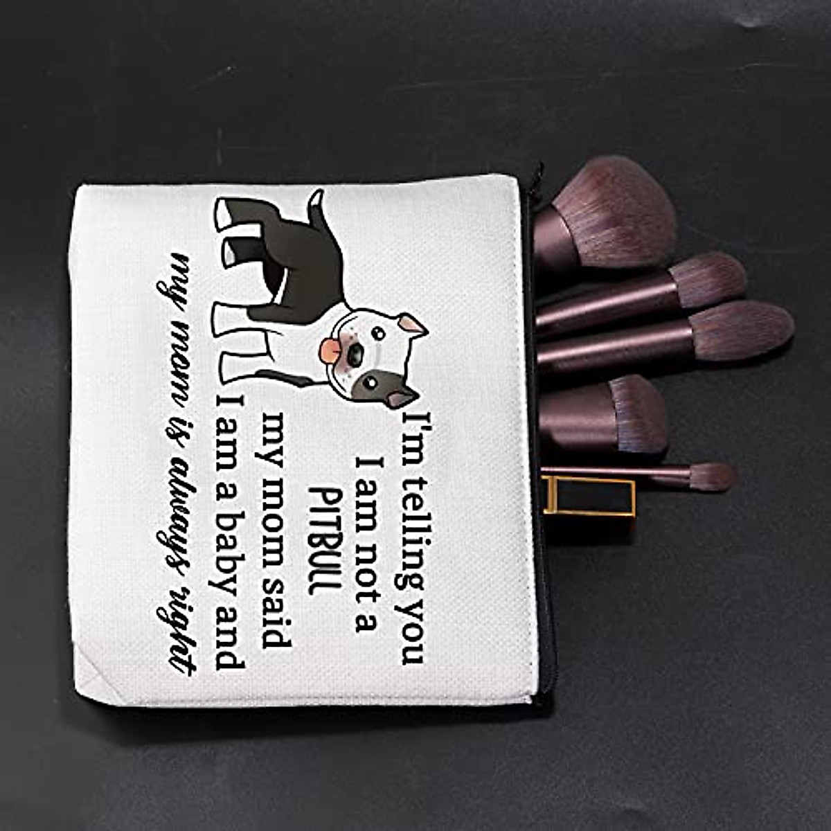 JNIAP Pitbull Dog Cosmetic Bag Pitbull Lover Owner Gift I Am Not a Pitbull I Am a Baby Makeup Pouch Pitbull Mom Travel Toiletry Bag(Pitbull bag)