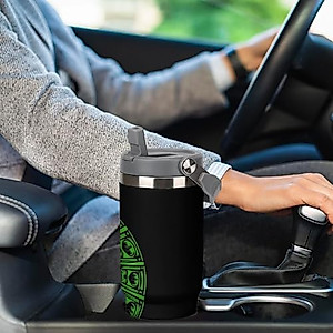 Colorful Aztec Calendar 30 OZ Insulated Tumblers with Handle And Straw Leakproof Vacuum Insulated Stainless Steel Water Bottle for Car Fishing Travel