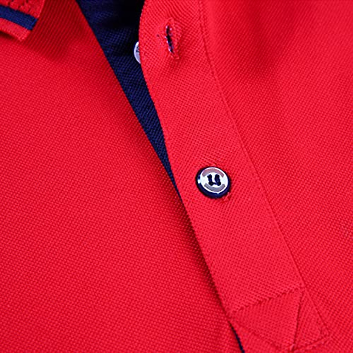 Men's Outdoor Sport Polo Shirt Lightweight Regular Fit Solid Tennis Shirts Casual Short Sleeve Slim Golf Shirts (Red,Small)