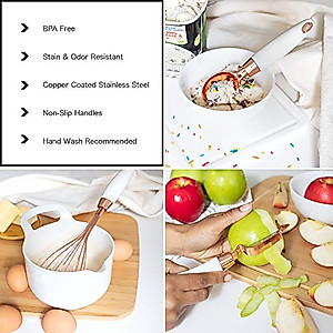 COOK With COLOR 7 Pc Kitchen Gadget Set Copper Coated Stainless Steel Utensils with Soft Touch White Handles