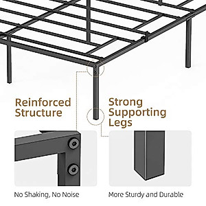 IDEALHOUSE Queen Metal Platform Bed Frame with Sturdy Steel Bed Slats,Mattress Foundation No Box Spring Needed Large Storage Space Easy to Assemble Non-Shaking and Non-Noise Black (Model: C80)
