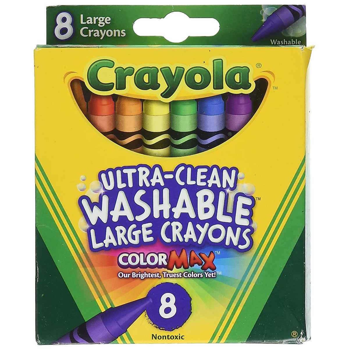 Crayola Washable Crayons, Large, 8 Colors - 2 Packs