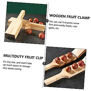 Uonlytech 1pc Plum Press Crab Tools Macadamia Nuts Fruit Press Machine Multitools Seafood Chestnut Cutter Fruit Clamp Wooden Fruit Clamp Fruit Clip Crusher Wood, Stainless Steel Household