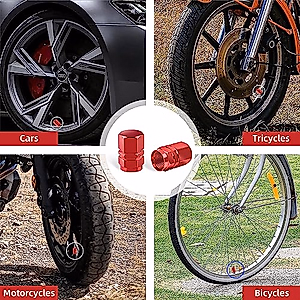 Kewucn 8 PCS Car Tire Valve Caps, Aluminum Alloy Air Caps Cover with Rubber Ring, Corrosion Resistant Airtight Dust Proof Covers, Universal for SUVs, Trucks, Motorcycles and Bikes (Red)