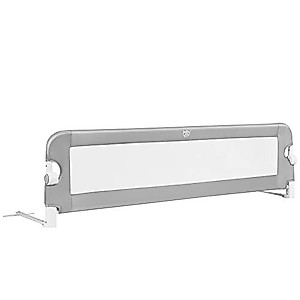 BABY JOY Bed Rails for Toddlers, Extra Long, Swing Down Safety Bed Guard for Convertible Crib, Folding Baby Bedrail for Kids Twin, Double, Full Size Queen & King Mattress (59-Inch, Gray)