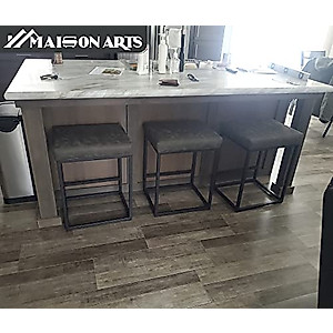 MAISON ARTS Counter Height 24" Bar Stools Set of 3 for Kitchen Counter Backless Modern Barstools Industrial Upholstered Faux Leather Stools Farmhouse Island Chairs,Support 330 LBS,(24 Inch, Grey)