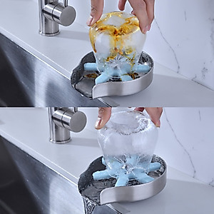 RANDOM Metal Kitchen Sink Glass Rinser,Faucet Glass Rinser for Kitchen Sinks,Bottle Washer,Kitchen Sink Accessories,Stainless Steel,Brush Nickel.