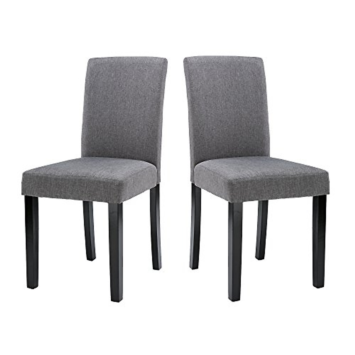 NOBPEINT Urban Style Solid Wood Fabric Padded Parson Chair, Grey, Set of 2