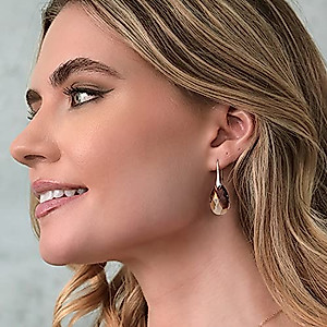 Gem Stone King 925 Sterling Silver Smoky Brown Crystals Teardrop Drop Dangle Hook Earrings For Women