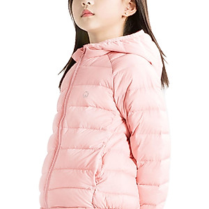 Bouclede Toddler Baby Girls Goose Down Jackets Kids Pink Puffer Jacket 750 Fill Light-Weight Water-Resistant Hooded Winter Down Coat