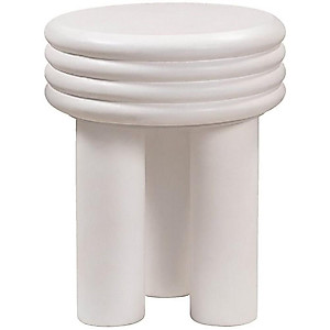 Tov Furniture Delta Ivory White Concrete Indoor/Outdoor 14" Round Ribbed Side Table